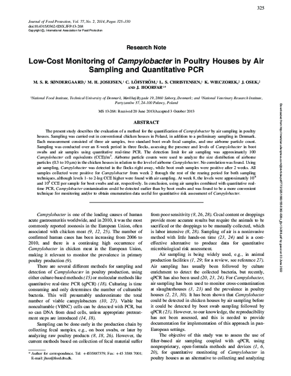 (PDF) Low-Cost Monitoring of Campylobacter in Poultry Houses by Air ...