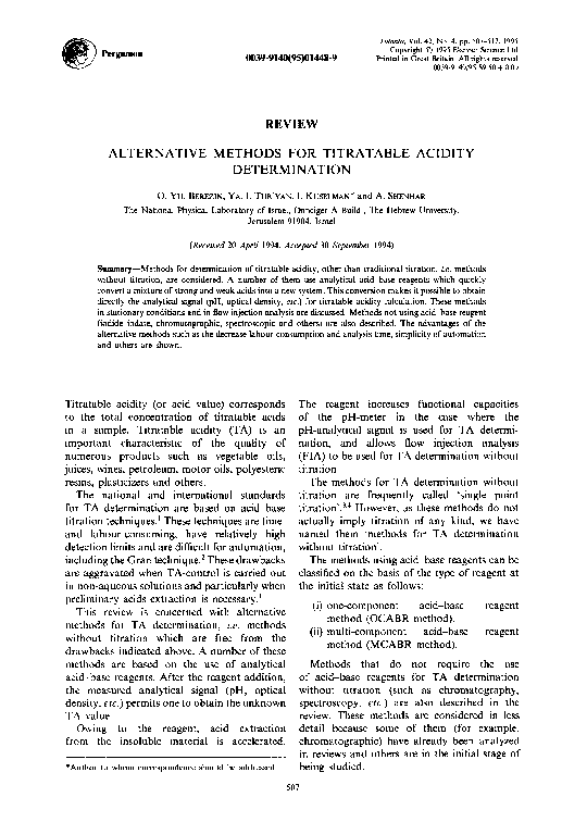 (PDF) Alternative methods for titratable acidity determination