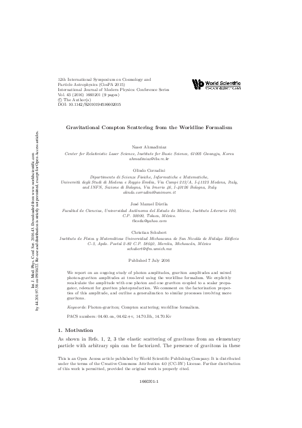 (PDF) Gravitational Compton Scattering from the Worldline Formalism