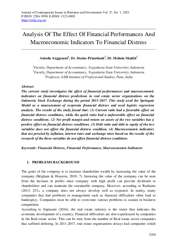 (PDF) Analysis Of The Effect Of Financial Performances And ...