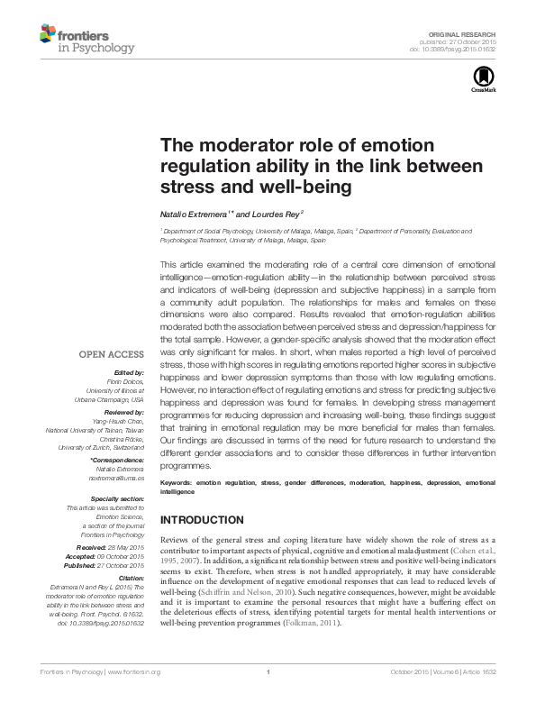 (PDF) The moderator role of emotion regulation ability in the link ...