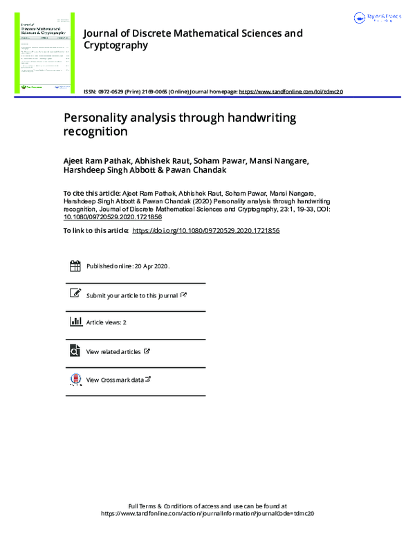Pdf Personality Analysis Through Handwriting Recognition