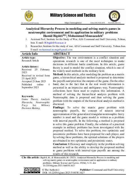(PDF) Analytical Hierarchy Process in modeling and solving matrix games ...