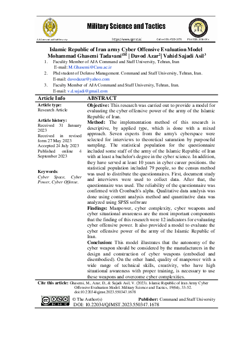 (PDF) Islamic Republic of Iran army Cyber Offensive Evaluation Model