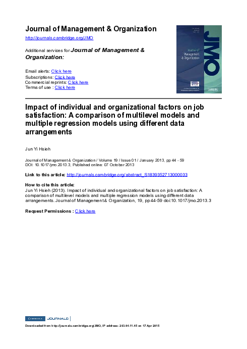 (PDF) Impact of Individual and Organizational Factors on US Police Work ...