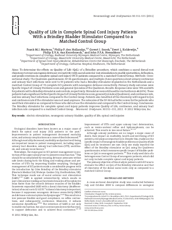 (PDF) Quality of life in complete spinal cord injury patients with a ...
