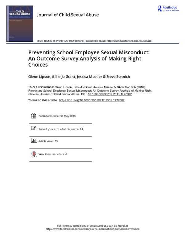 (PDF) Preventing School Employee Sexual Misconduct: An Outcome Survey ...