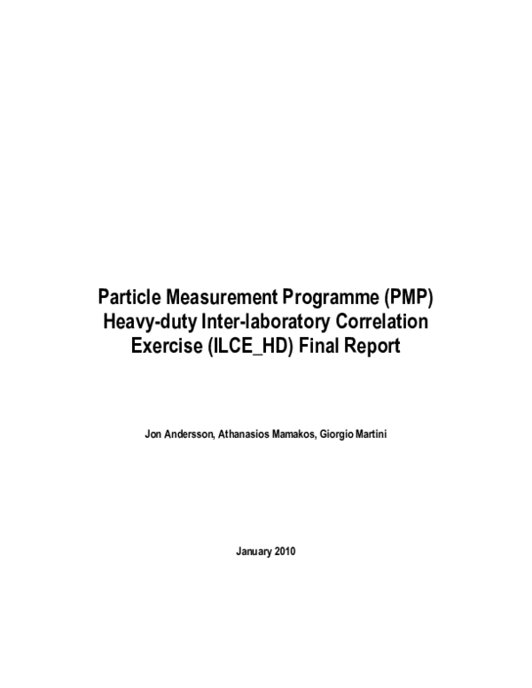 (PDF) Particle Measurement Programme (PMP) Heavy-duty Inter-laboratory ...
