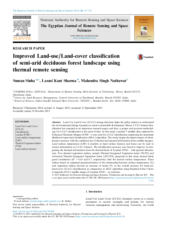 (PDF) Improved Land-use/Land-cover classification of semi-arid ...