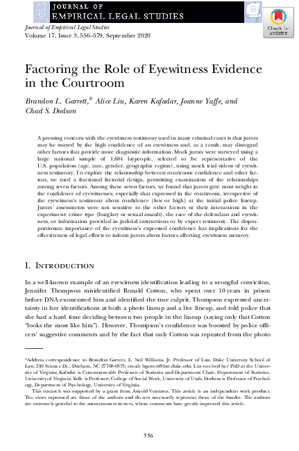 (PDF) Factoring the Role of Eyewitness Evidence in the Courtroom