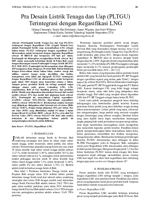 (PDF) Pra Desain Pembangkit Listrik Tenaga Gas dan Uap (PLTGU ...