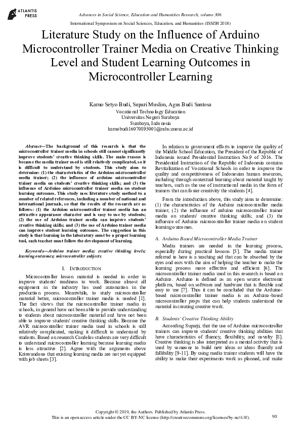 (PDF) Literature Study on the Influence of Arduino Microcontroller Trainer Media on Creative ...