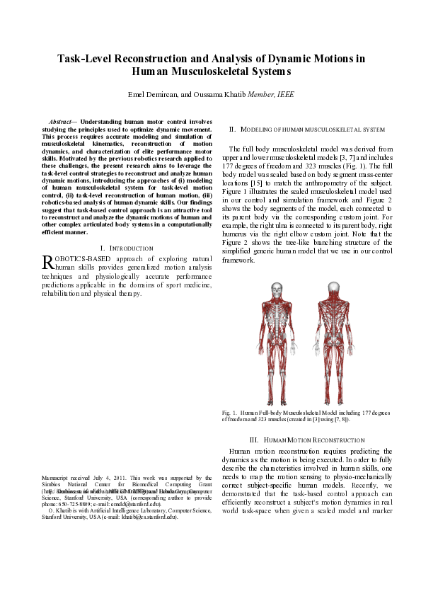 (PDF) Task-Level Reconstruction and Analysis of Dynamic Motions in Human Musculoskeletal Systems