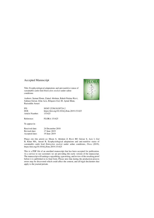 (PDF) Ecophysiological adaptations and anti-nutritive status of ...
