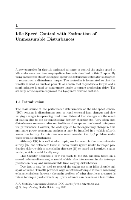 (PDF) Idle Speed Control with Estimation of Unmeasurable Disturbances