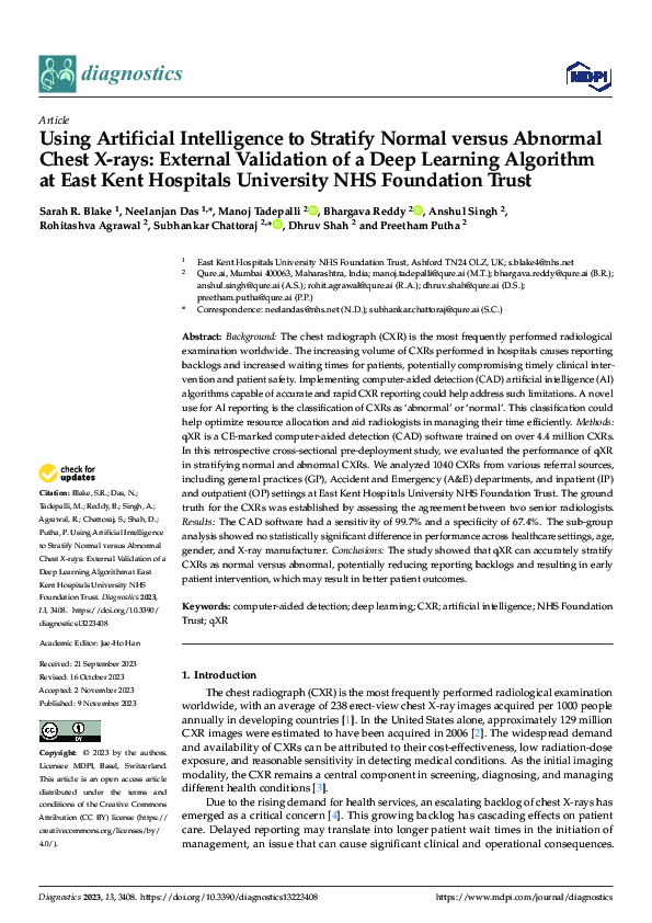 Pdf Using Artificial Intelligence To Stratify Normal Versus Abnormal