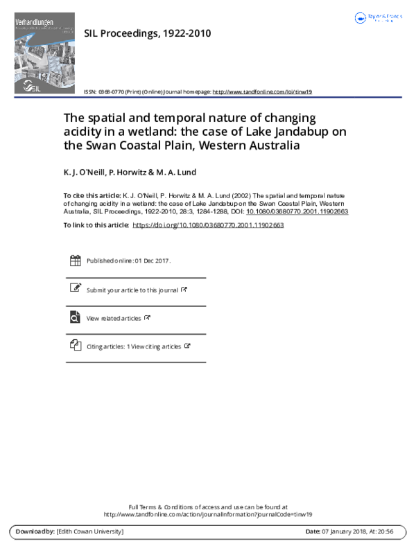 (PDF) The spatial and temporal nature of changing acidity in a wetland ...