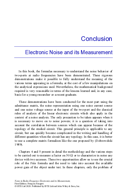 (PDF) Conclusion: Electronic Noise and its Measurement