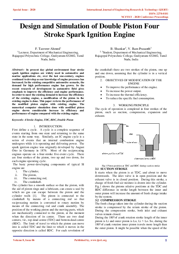 (PDF) Design and Simulation of Double Piston Four Stroke Spark Ignition Engine | Fiaz Ahmed ...