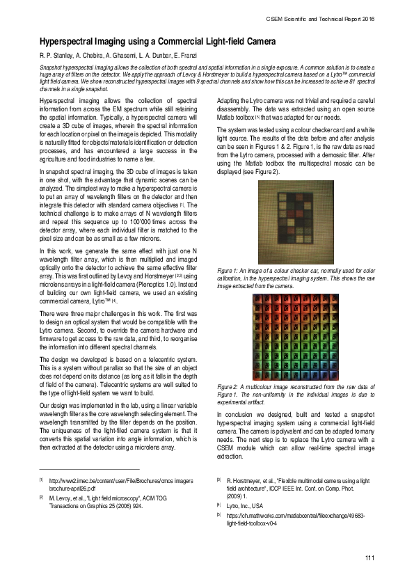 (PDF) Hyperspectral imaging using a commercial light-field camera ...