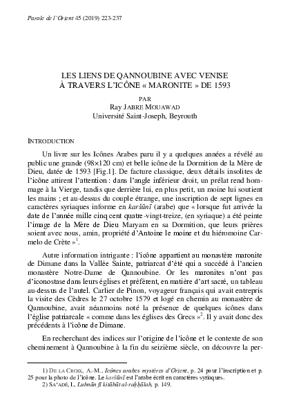 (PDF) LES LIENS DE QANNOUBINE AVEC VENISE À TRAVERS L'ICÔNE « MARONITE ...