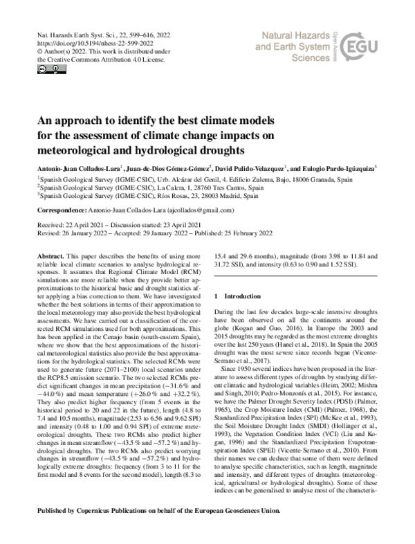 (PDF) An approach to identify the best climate models for the ...