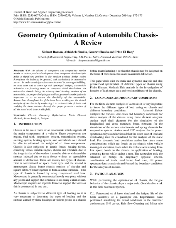 (PDF) Geometry Optimization of Automobile Chassis - A Review