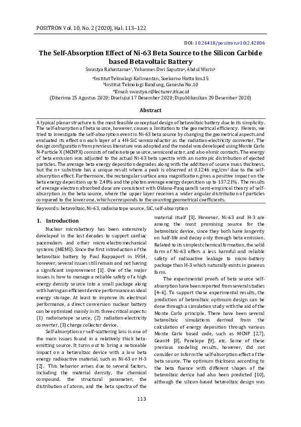 (PDF) The Self-Absorption Effect of Ni-63 Beta Source to the Silicon ...