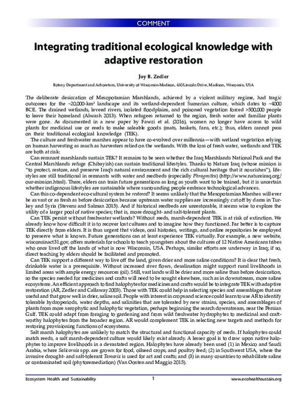 (PDF) Integrating Traditional Ecological Knowledge and Fisheries ...