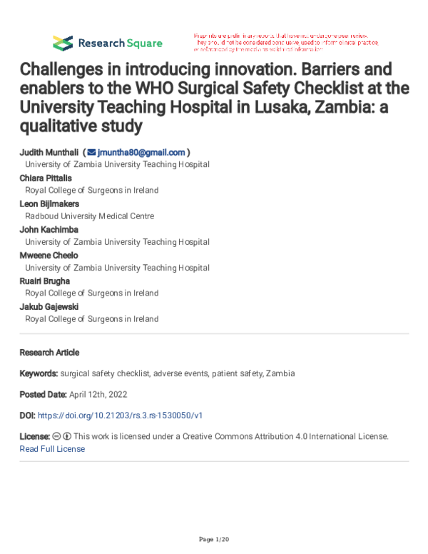 (PDF) Challenges in introducing innovation. Barriers and enablers to ...