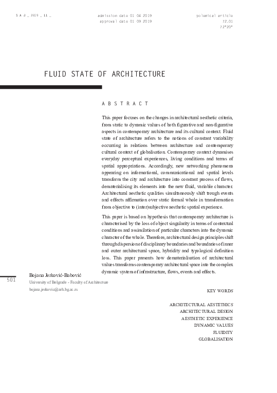 (PDF) Fluid state of architecture