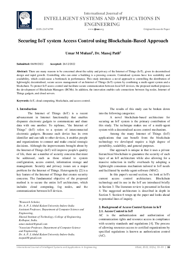 Pdf Securing Iot System Access Control Using Blockchain Based Approach
