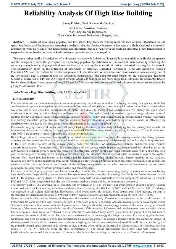 (PDF) Reliability Analysis Of High Rise Building