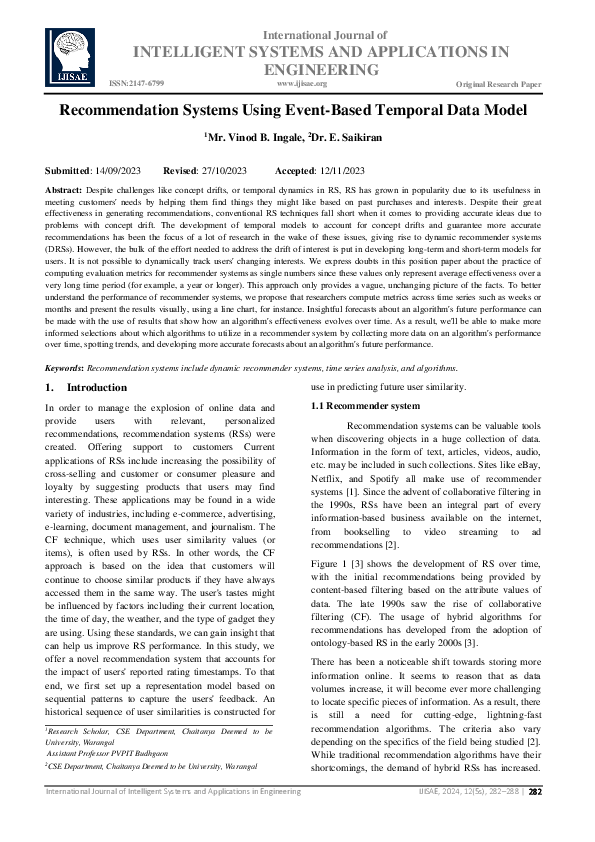 (PDF) Recommendation Systems Using Event-Based Temporal Data Model