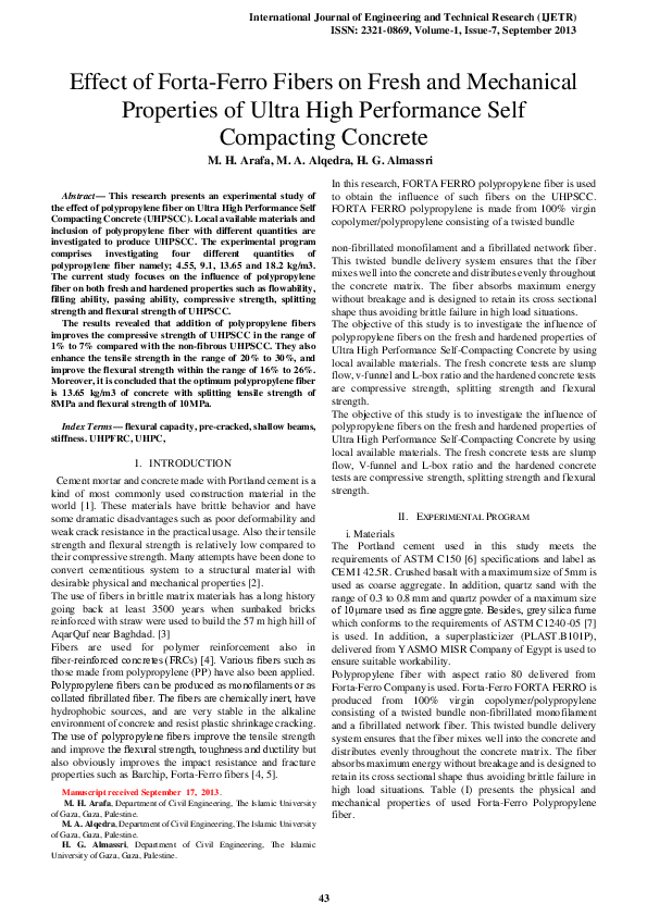 (PDF) Effect of Forta-Ferro Fibers on Fresh and Mechanical Properties ...