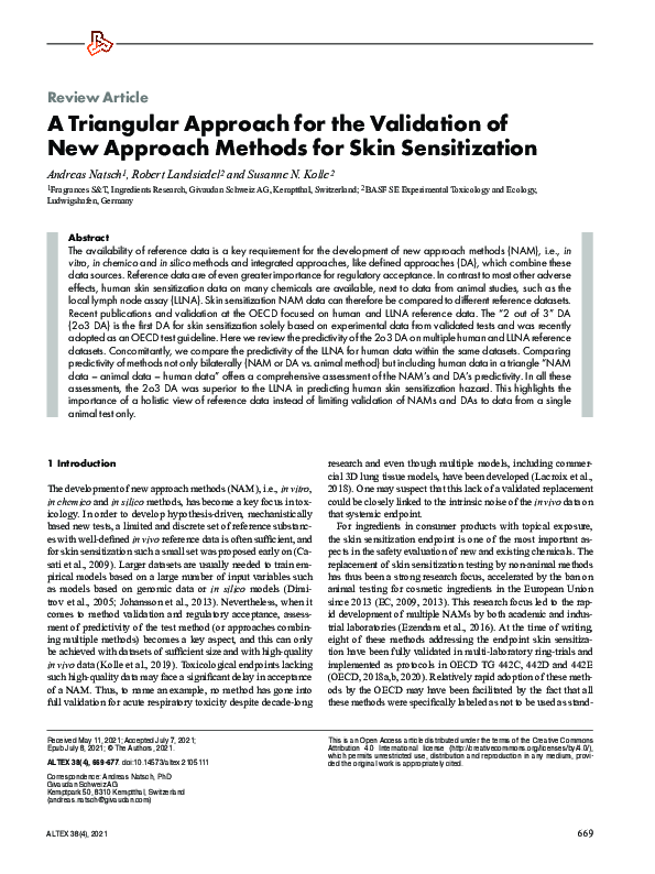 (PDF) A triangular approach for the validation of new approach methods ...