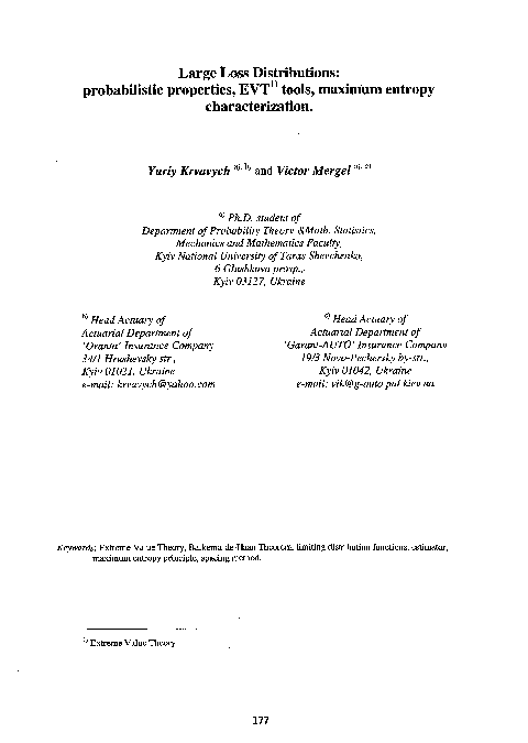 (PDF) Large Loss Distributions