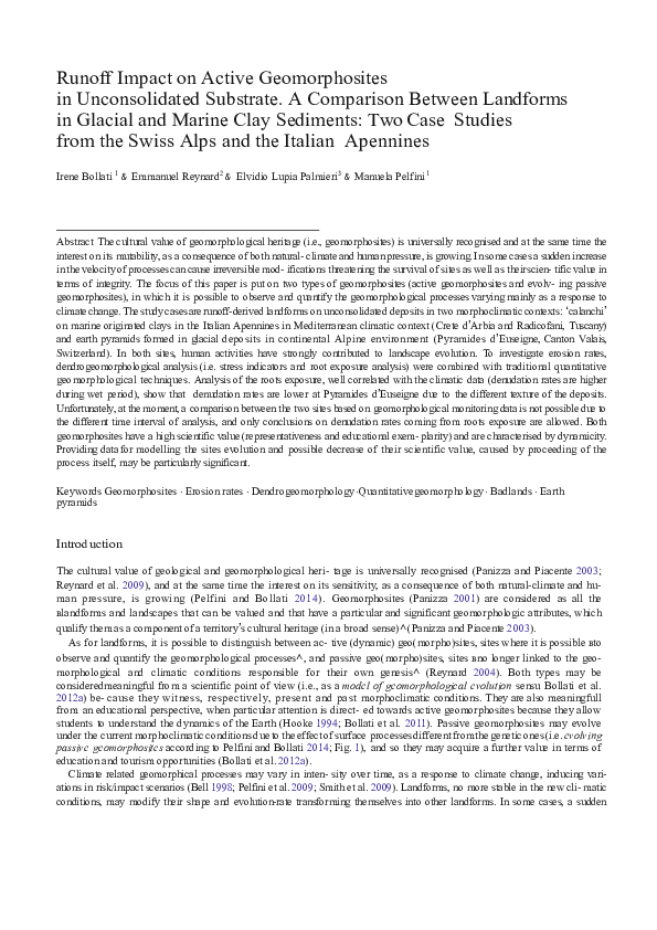 (PDF) Runoff Impact on Active Geomorphosites in Unconsolidated ...