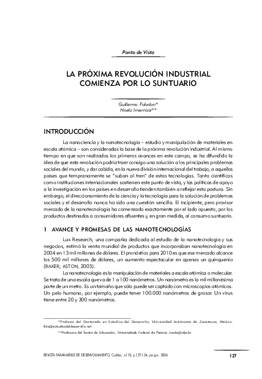 (PDF) La próxima revolución industrial comienza por lo suntuario