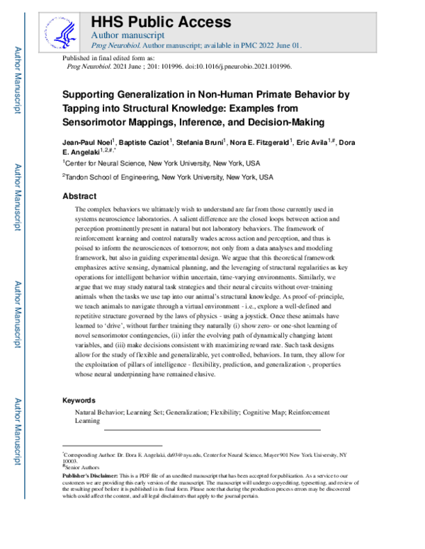 (PDF) Supporting generalization in non-human primate behavior by tapping into structural ...