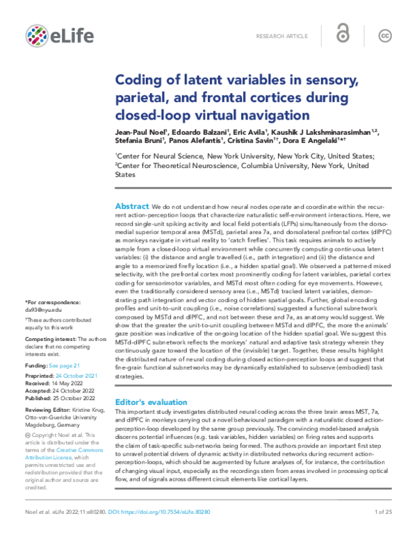 (PDF) Coding of latent variables in sensory, parietal, and frontal ...