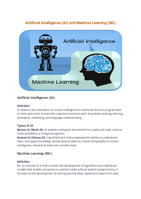(PDF) Artificial Intelligence (AI) and Machine Learning (ML