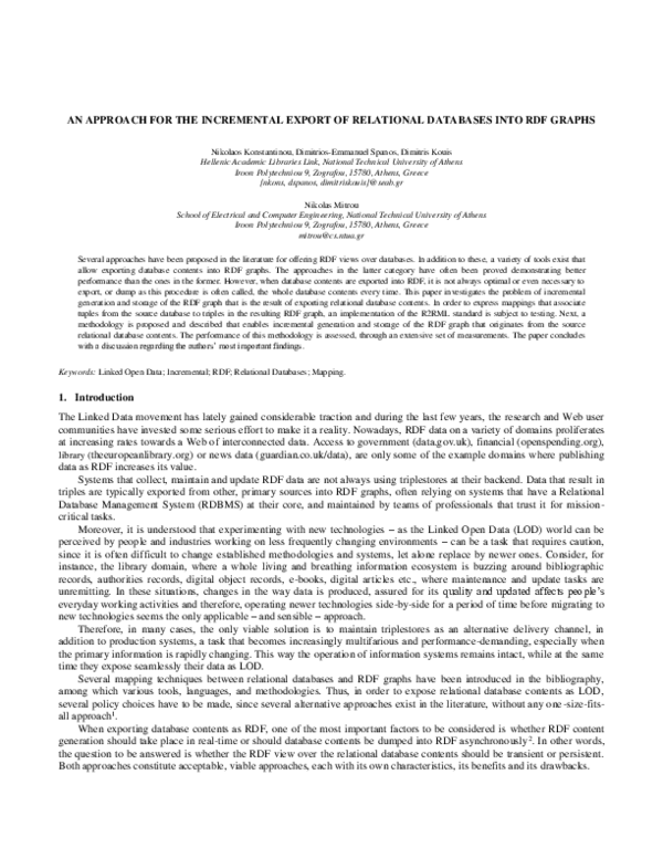 Pdf Incremental Rdf Export From Relational Databases