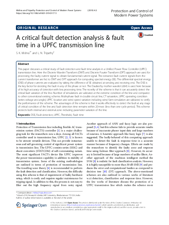 (PDF) A critical fault detection analysis & fault time in a UPFC transmission line