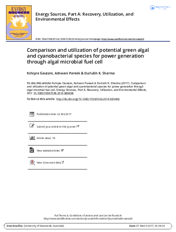 (PDF) Comparison and utilization of potential green algal and ...