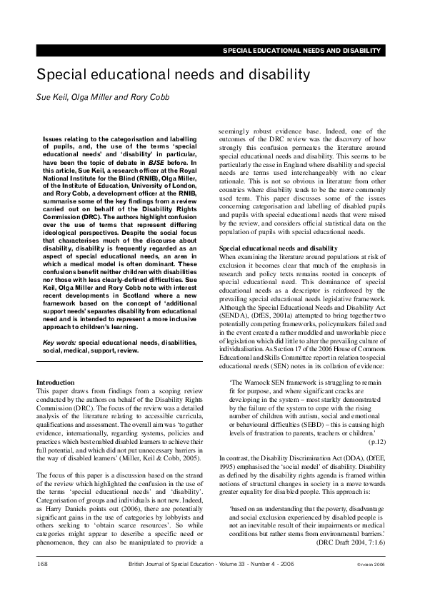 (PDF) Special educational needs and disability