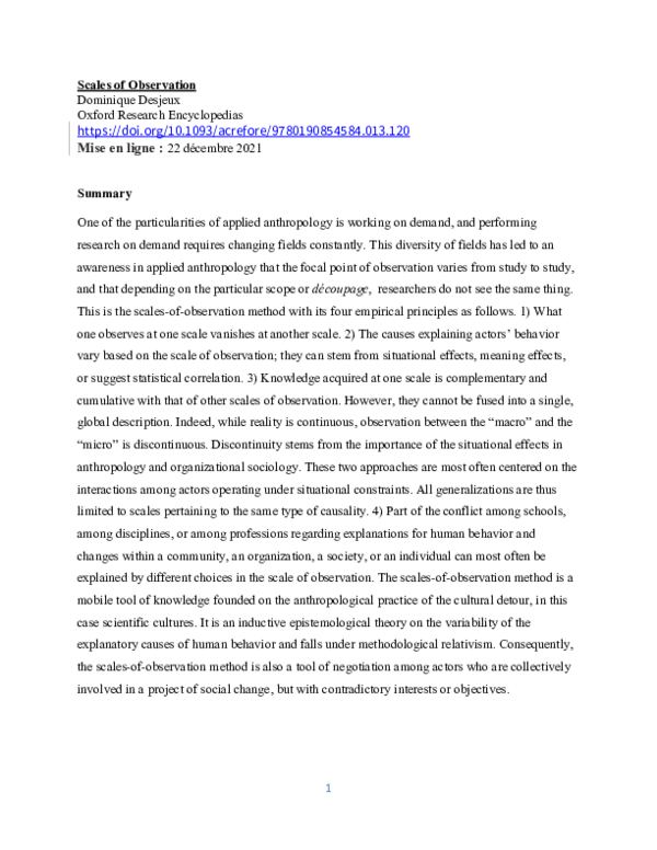 (DOC) Scales of Observation