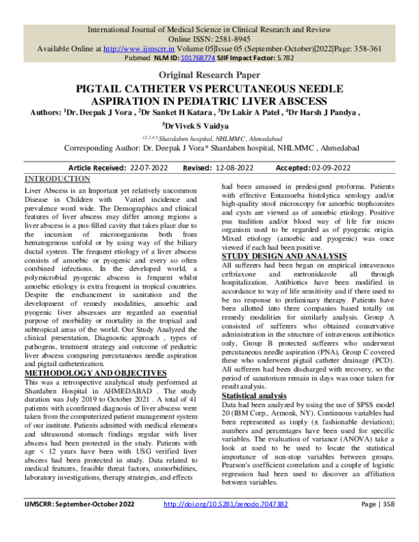 (PDF) Pigtail Catheter vs Percutaneous Needle Aspiration in Pediatric ...