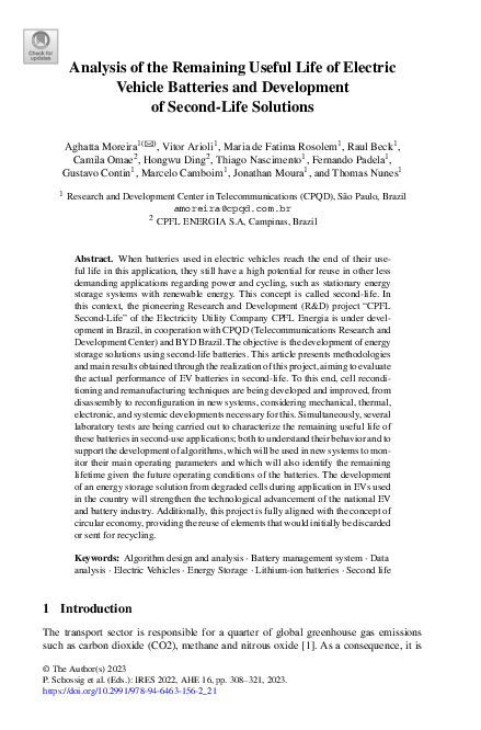 (PDF) Analysis of the Remaining Useful Life of Electric Vehicle ...