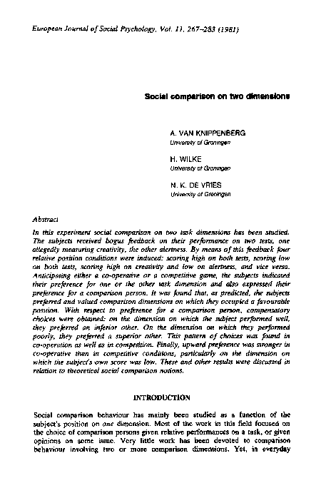 (PDF) Social comparison on two dimensions